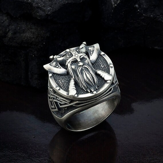Viking Warrior God Odin Ring Sterling Silver Nordic Odin | Etsy