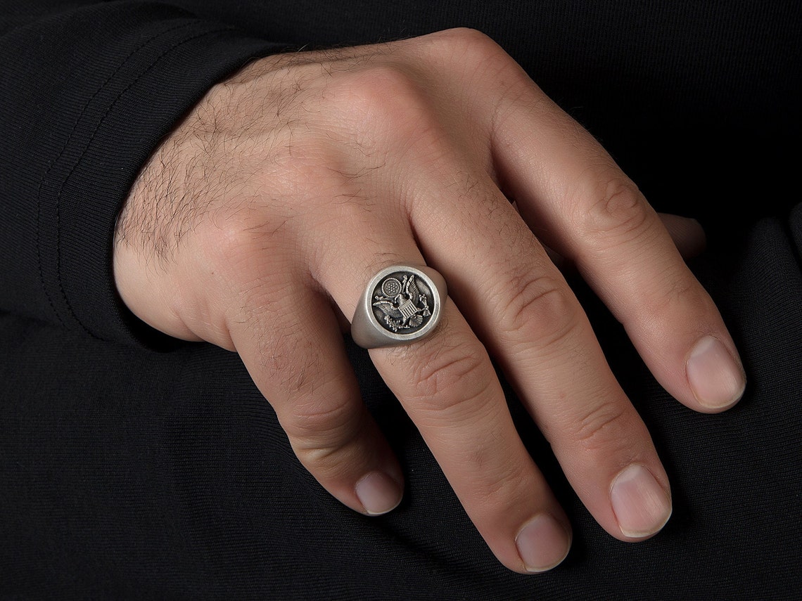 American Flag Sterling Silver Signet Ring, Patriotic Gift - Etsy