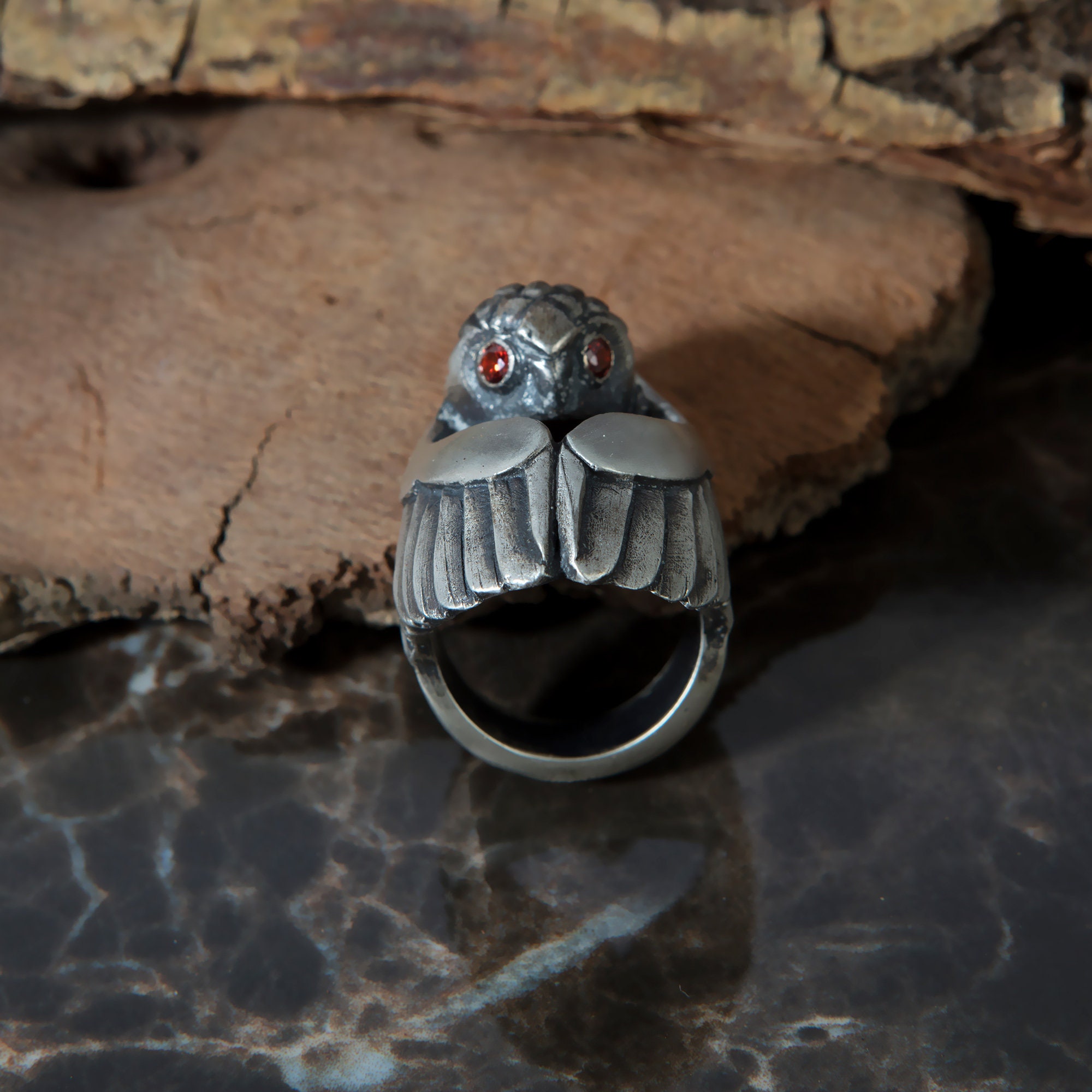 Handmade 925 Sterling Silver Owl Ring, Mens Animal Signet - Etsy
