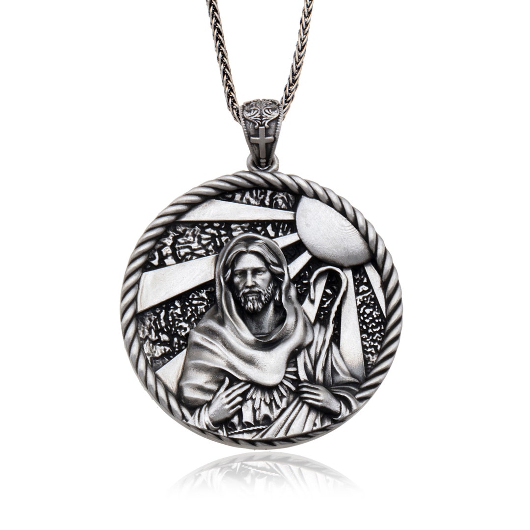 Solid Silver Jesus Men Pendant, Gift for Men's, Jesus Christ Necklace ...