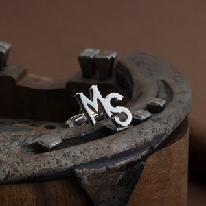 14K Gold Initial Cufflinks for Men, Silver Name Cufflink, Cufflinks for ...