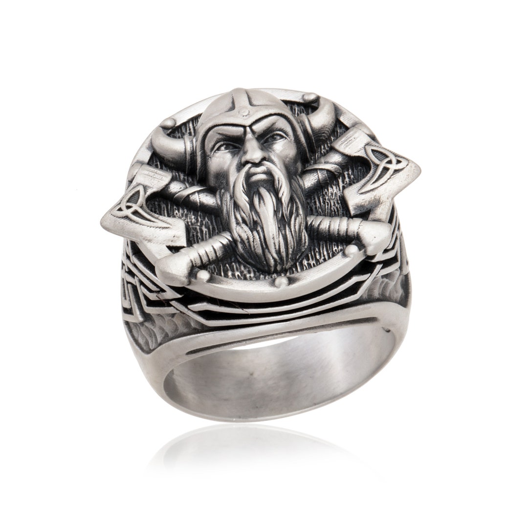 Sterling Silver Viking Odin Ring, Nordic Warrior Jewelry - Etsy