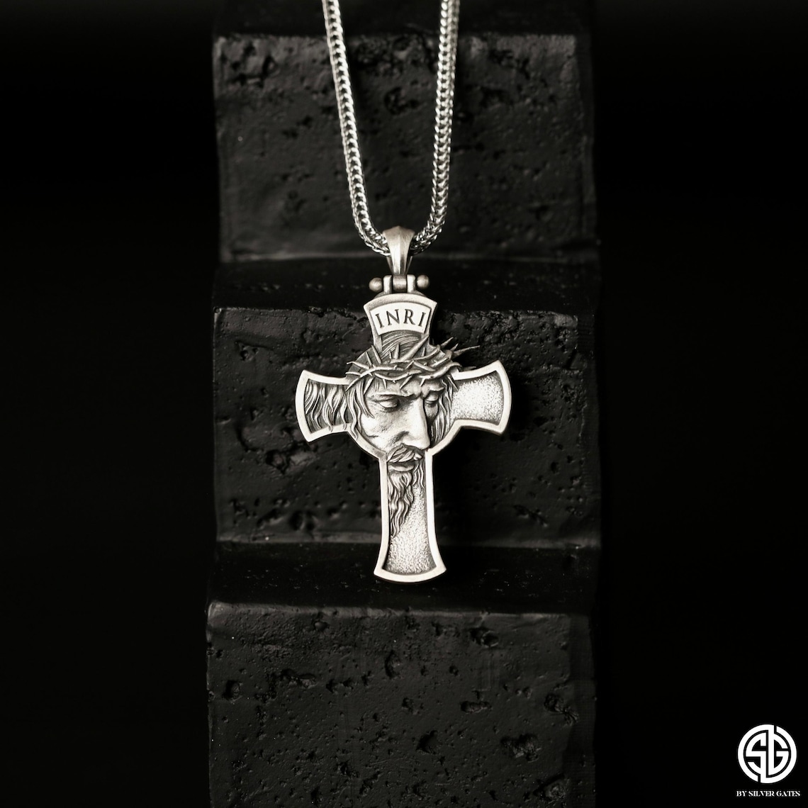 Sterling Silver Jesus Crucifix Cross Pendant Necklace, Religious ...