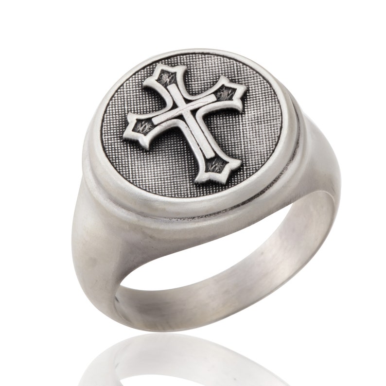 Sterling Silver Cross Medal Ring Crucifix Signet Man Rings - Etsy