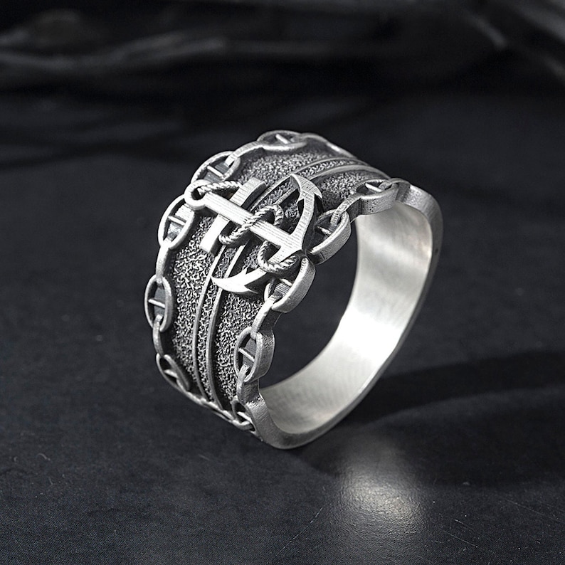 Mariner Ship Man's Anchor Rings Sterling Silver Anchor - Etsy