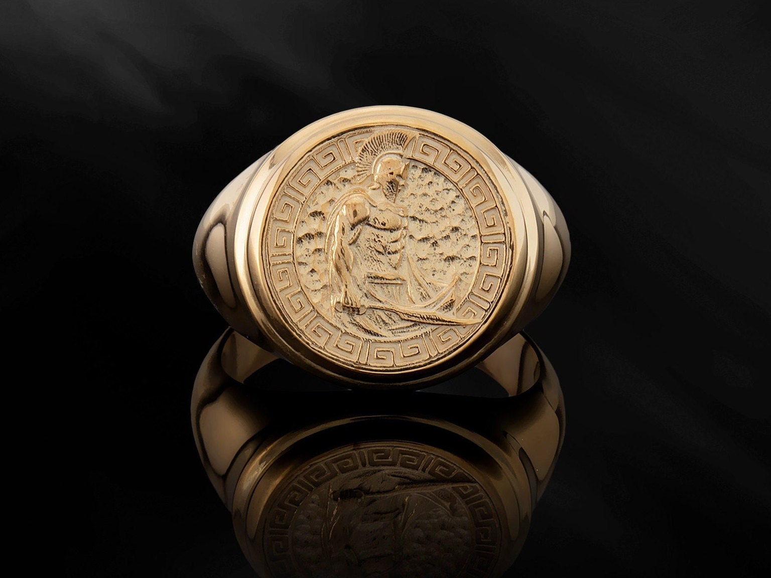 18K Gold Spartan Rings 14K Greek Warrior Rings Warrior Men - Etsy