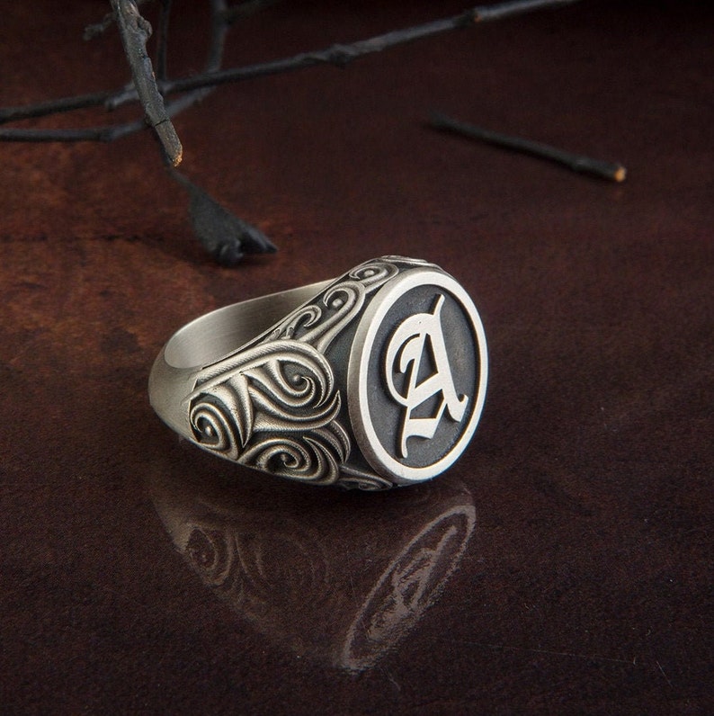 Initial Letter Men Rings Men's Wedding Ring Family | Etsy