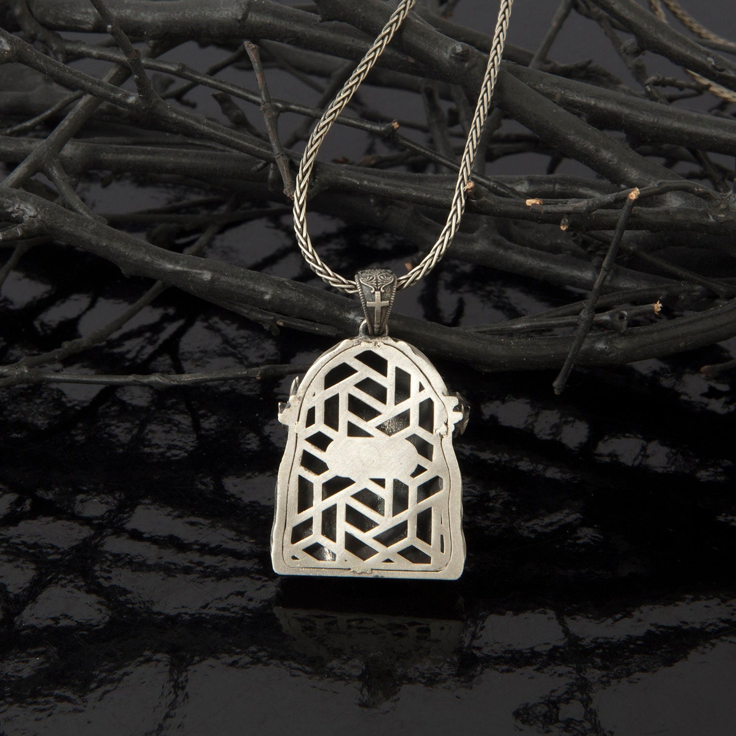 Sterling Silver Thorny Crown Jesus Pendant, Religious Necklace - Etsy