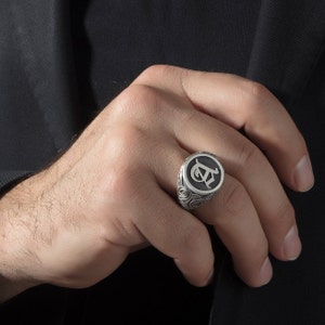 Initial Letter Men Rings, Men's Wedding Ring, Family Signet Man Ring ...