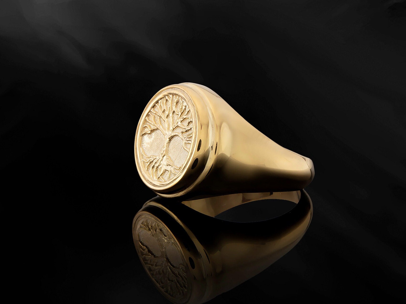 18K Gold Tree of Life Ring 14K Gold Family Tree Statement - Etsy