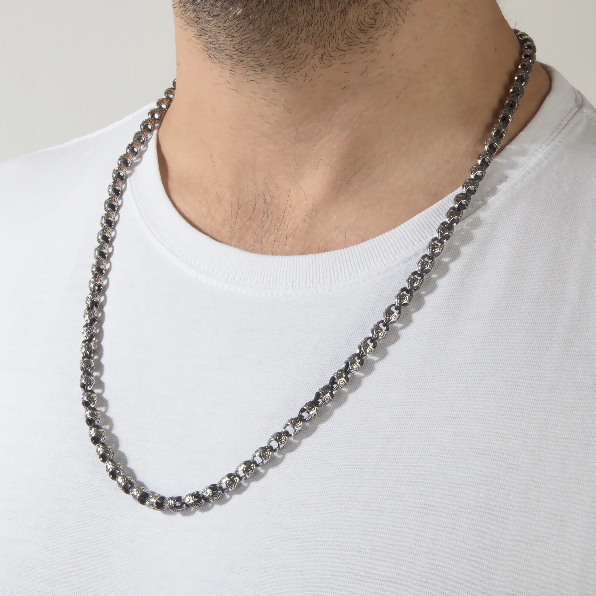 Mens Bali Byzantine Sterling Silver Chain Necklace - Etsy