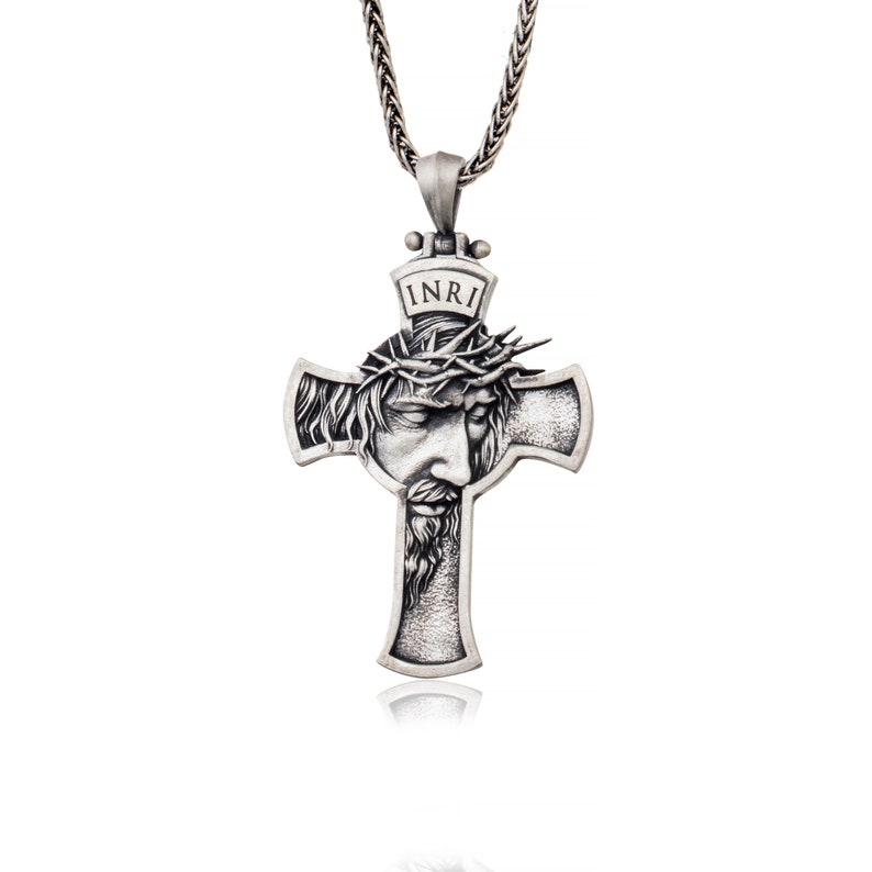 Sterling Silver Jesus Crucifix Cross Pendant Necklace, Religious ...