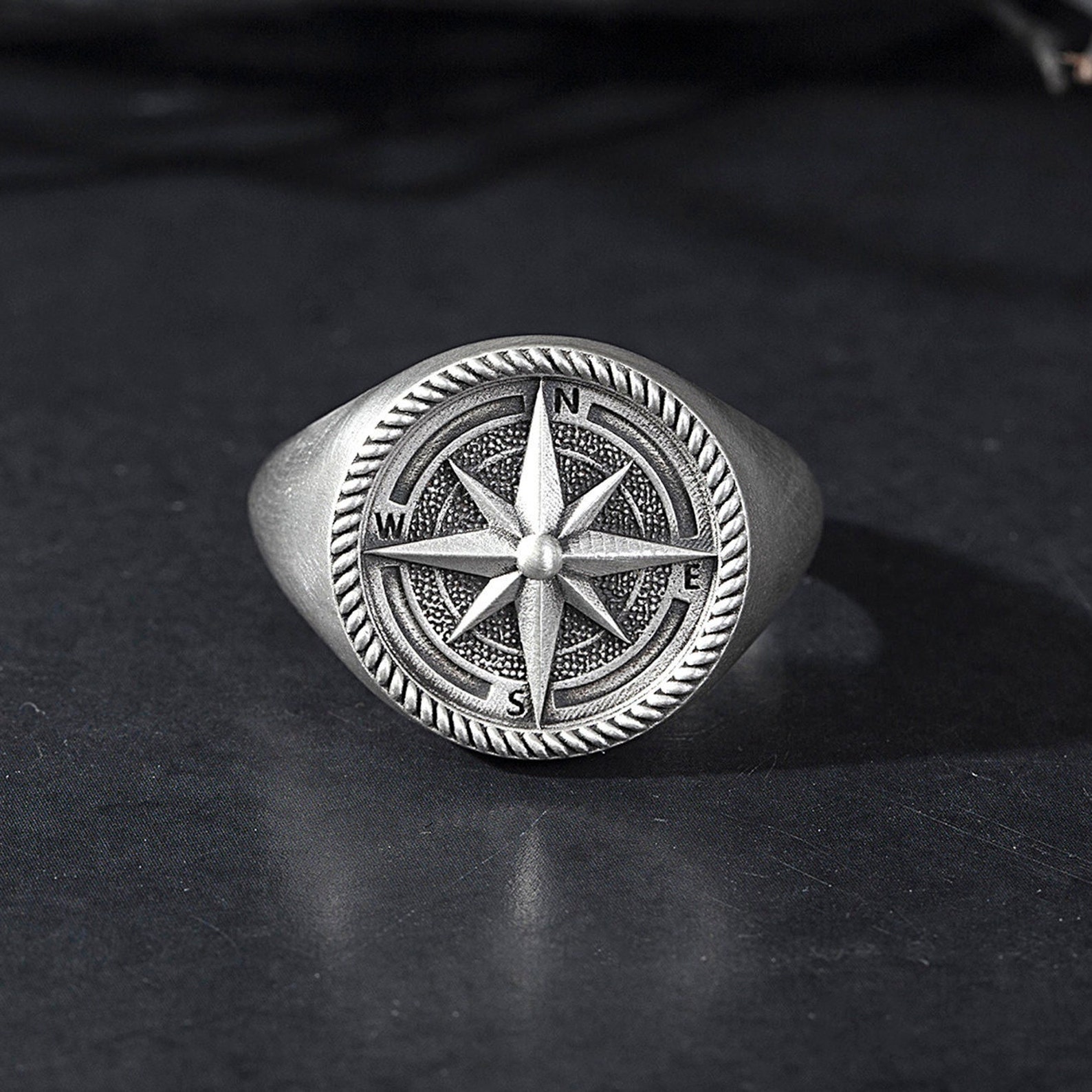Sterling Silver Compass Rings for Men, Nautical Compass Ring, Gift for ...