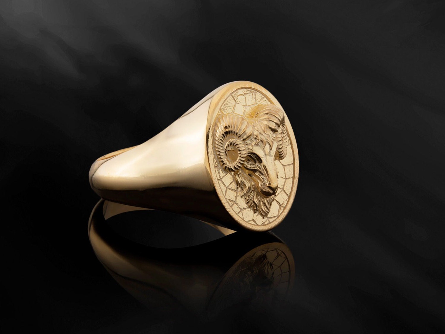 14K Gold Ram Ring for Men Men's Gold Statement Rings 18K - Etsy