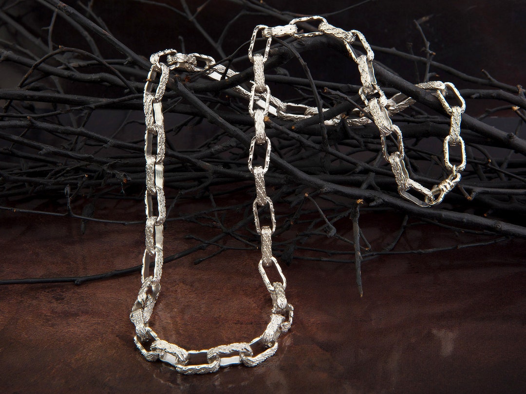 Sterling Silver Chunky Chain, Handmade Chain Necklace for Man, Jewelry ...