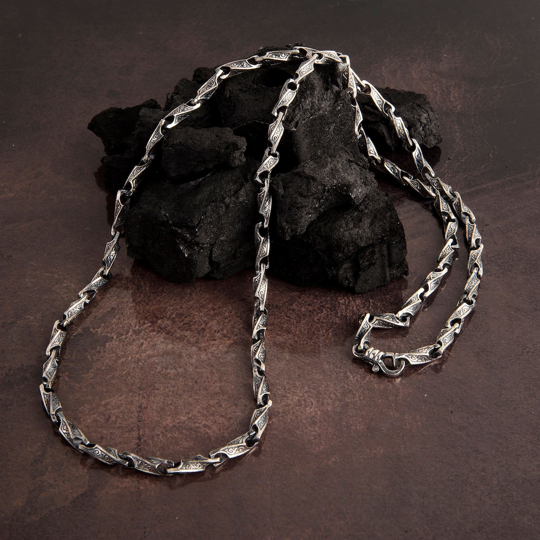 Silver Byzantine Chains, Silver Handmade Chain Necklace, Unique Silver ...
