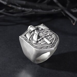 Crusader Knight Solid Silver Ring, Medieval Christian Templar Knight ...