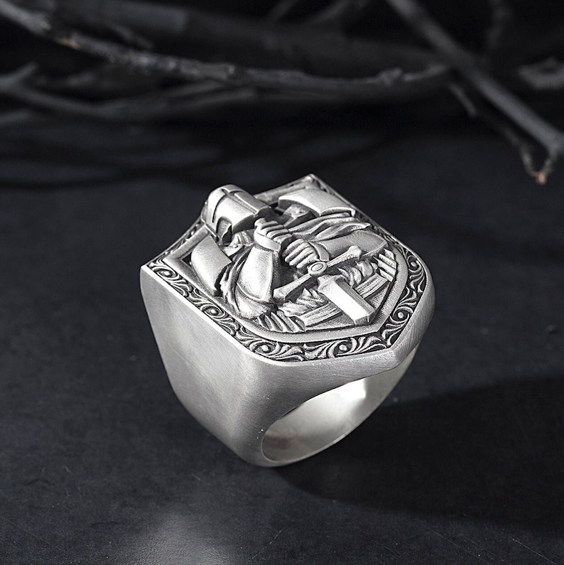 Crusader Knight Solid Silver Ring, Medieval Christian Templar Knight ...