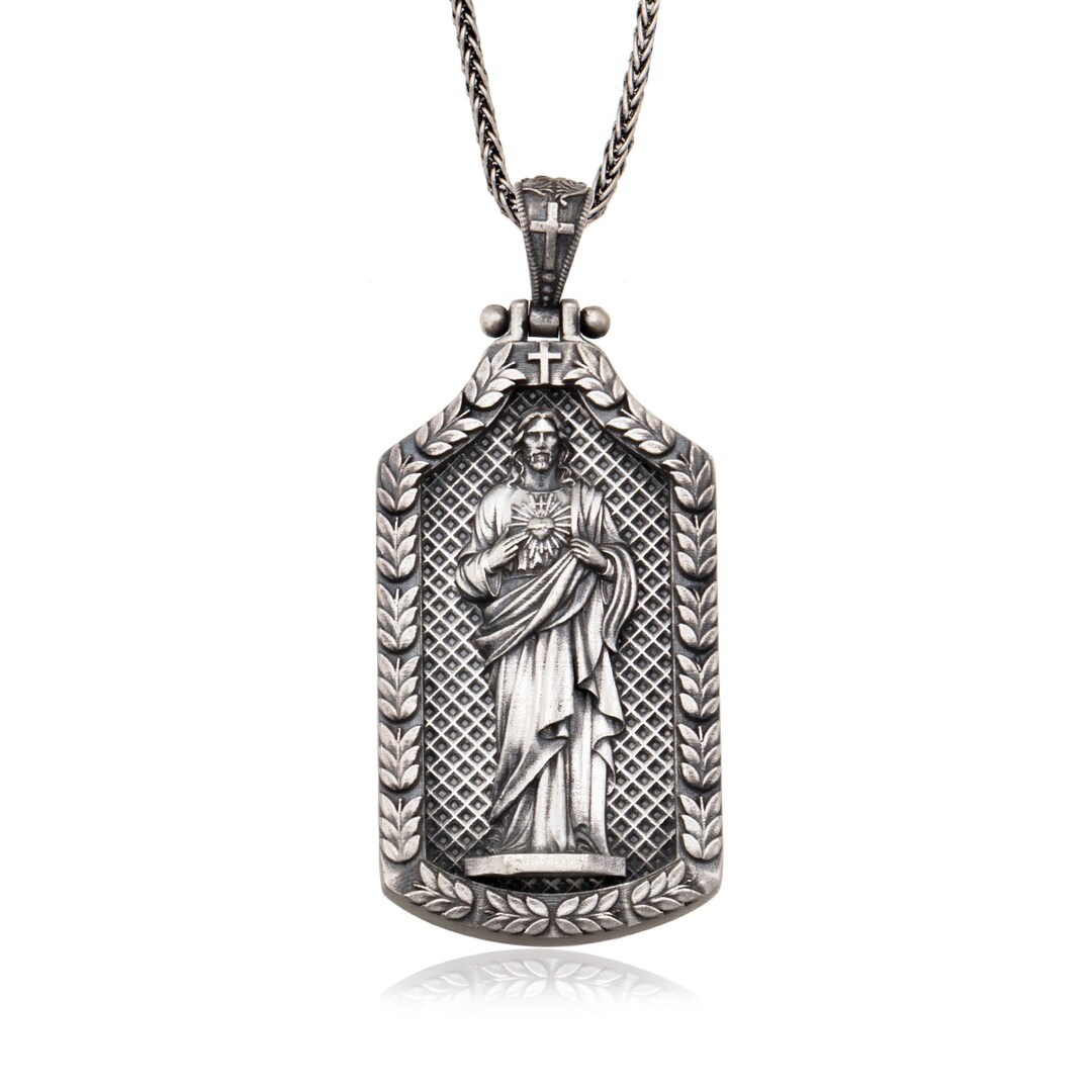 925 Sterling Silver Jesus Necklace, Savior Men Necklace, Christian ...