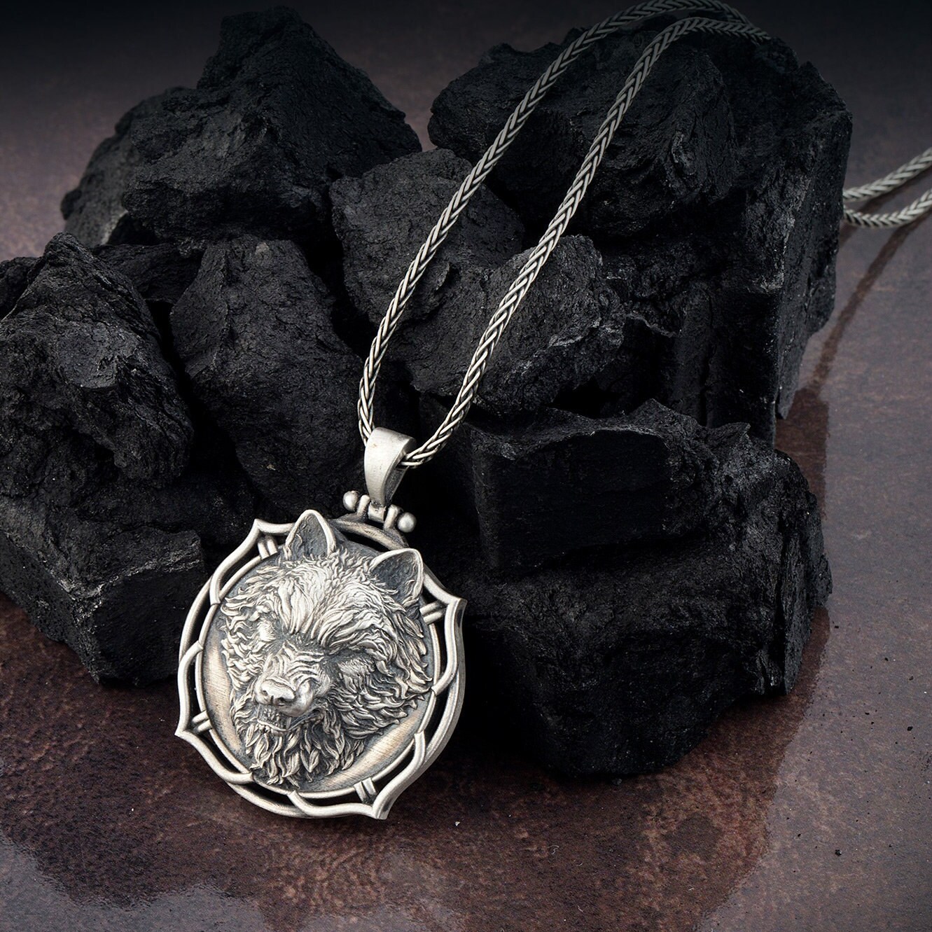Collares de lobo salvaje, colgantes de lobo en plata de ley, collar de ...