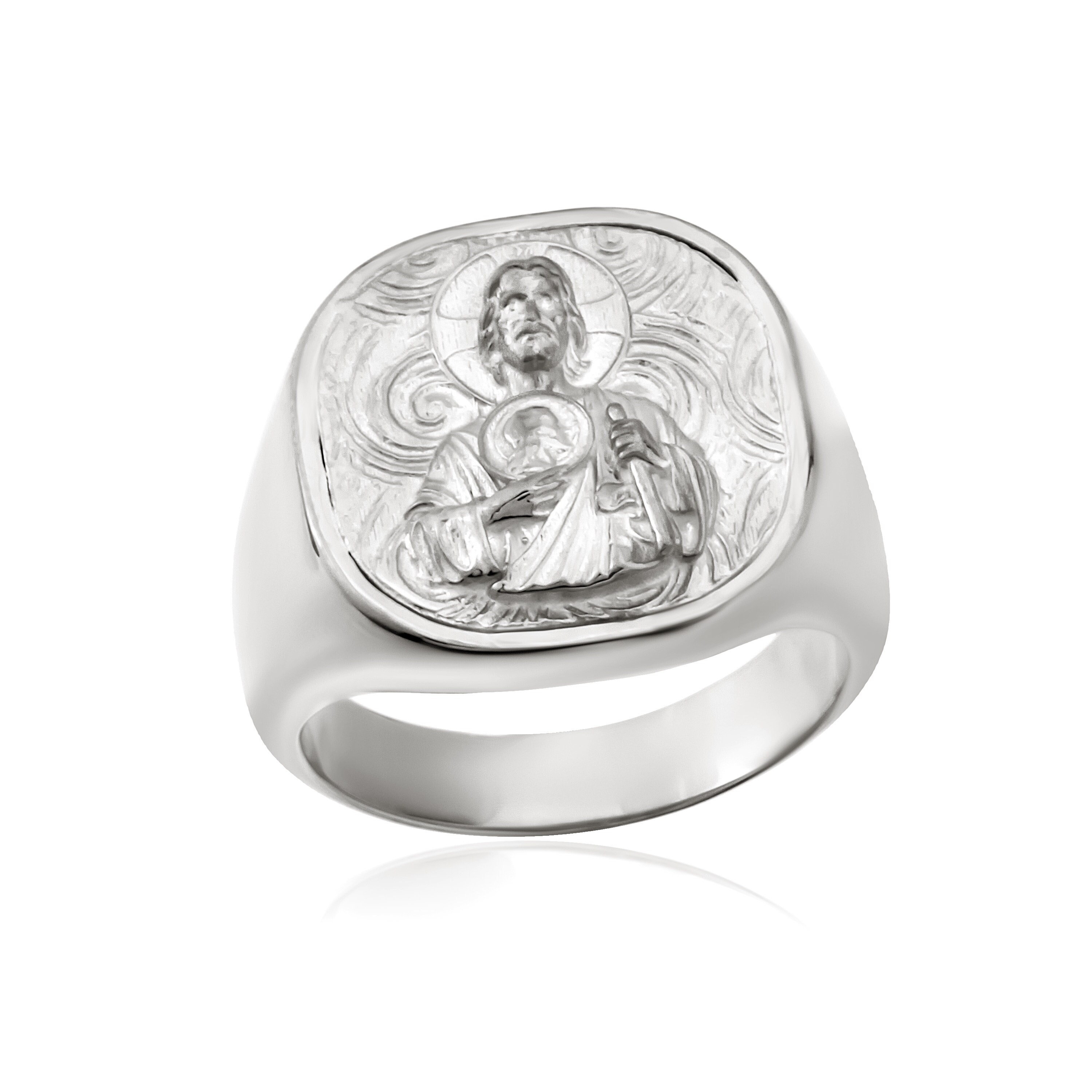 18K Solid Gold Jesus Christ Ring for Men 14K Gold Unique - Etsy