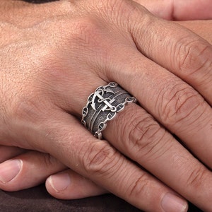 Mariner Ship Man's Anchor Rings, Sterling Silver Anchor Rings, Nautical ...