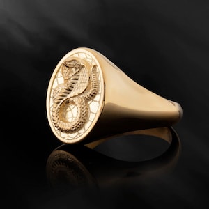14K Solid Gold Cobra Snake Ring, Gold Snake Rings for Men, 18K Unique ...