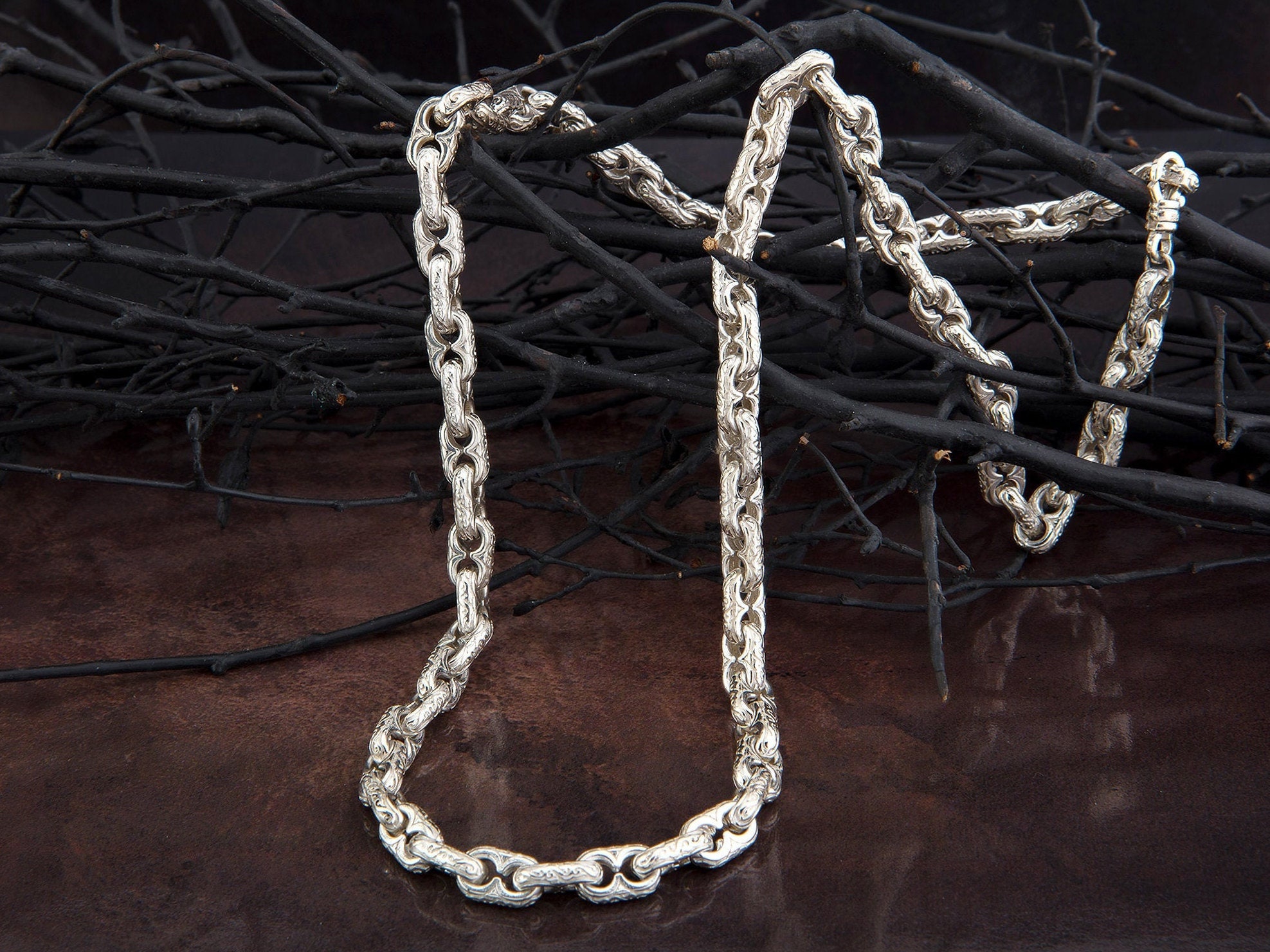 925 Sterling Silver Men Chain Necklace, Byzantine Chains, Gift for Mens ...