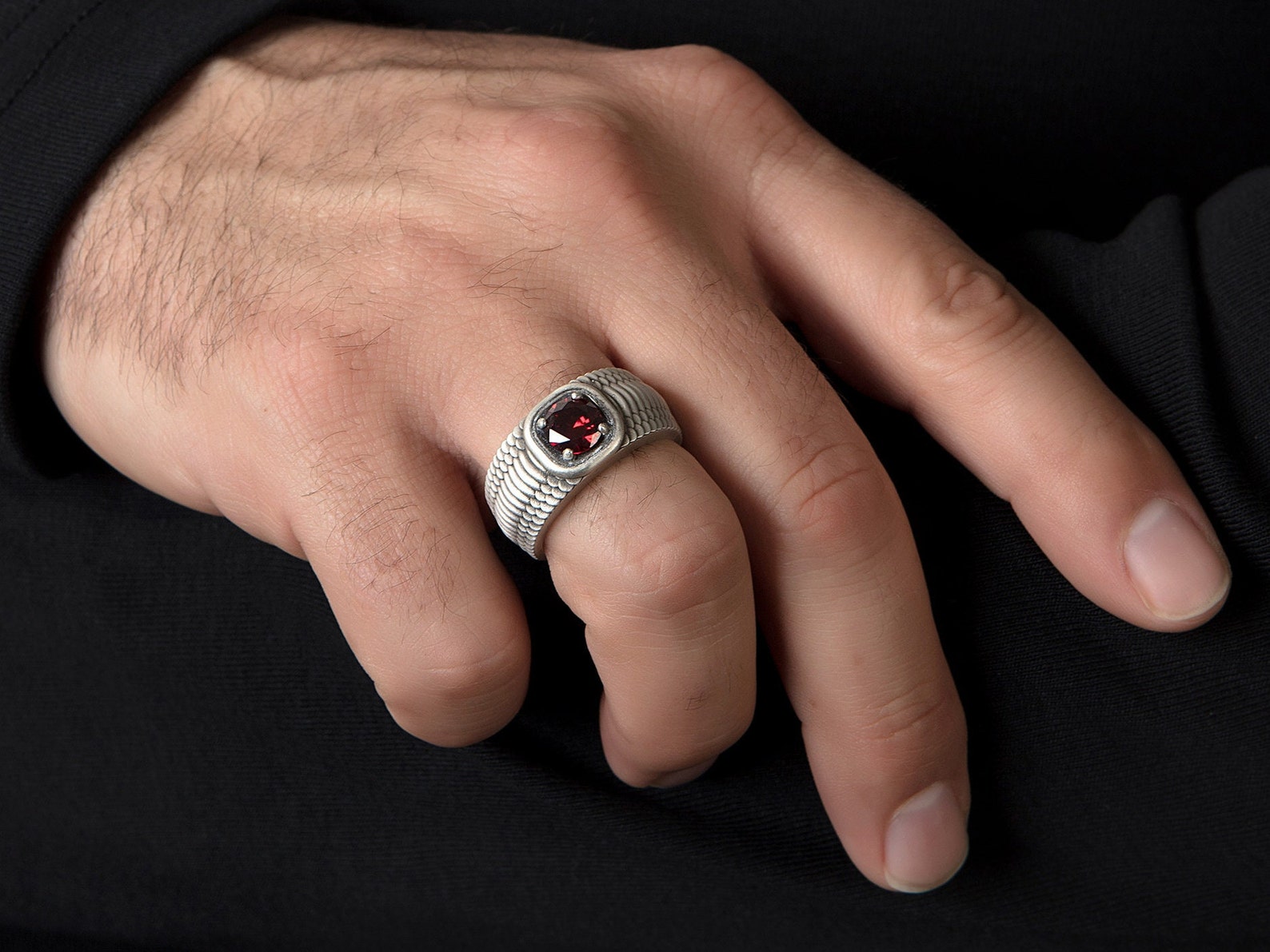 Round Gemstone Man Rings, Sterling Silver Signet Men Rings, Wedding ...