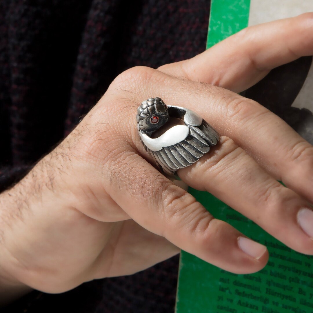 Handmade 925 Sterling Silver Owl Ring, Mens Animal Signet - Etsy