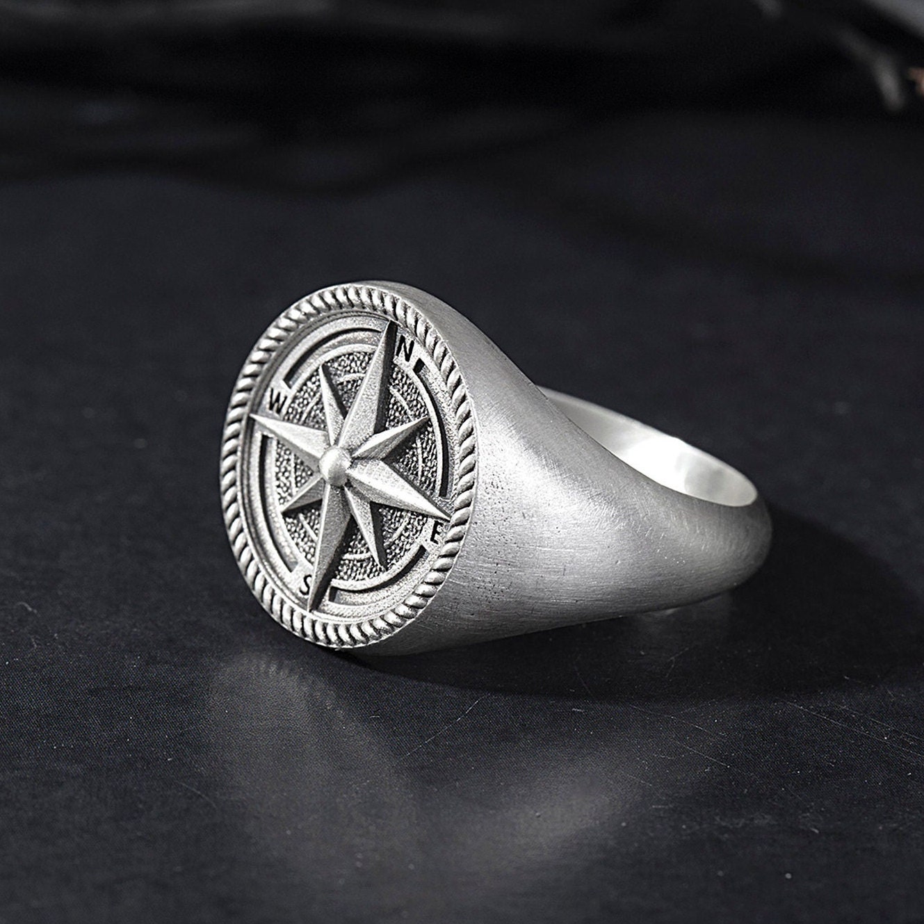 Sterling Silver Compass Rings for Men, Nautical Compass Ring, Gift for ...