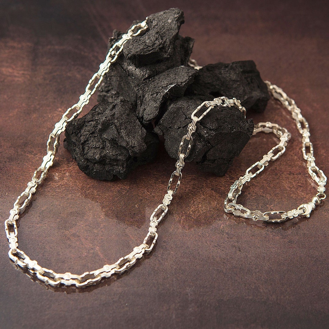 Chunky Chain for Man, Solid Silver Byzantine Chain, Handmade Silver ...