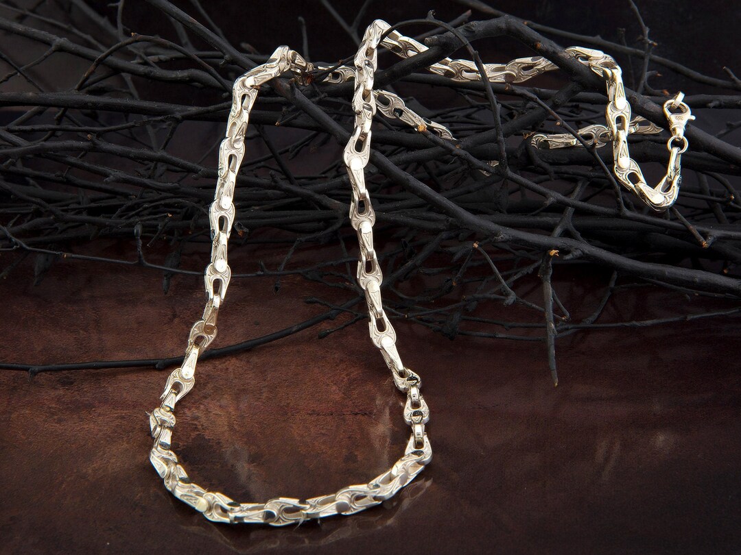 Sterling Silver Byzantine Chain, Chunky Chain Necklace, Gift for Men's ...