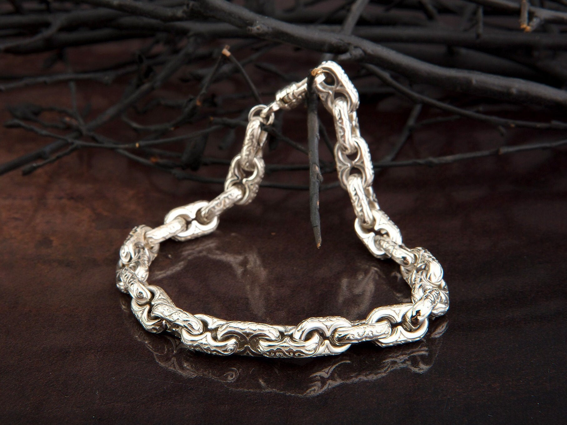 Byzantine Chain Bracelet Curb Chain Bracelet Unique Man | Etsy