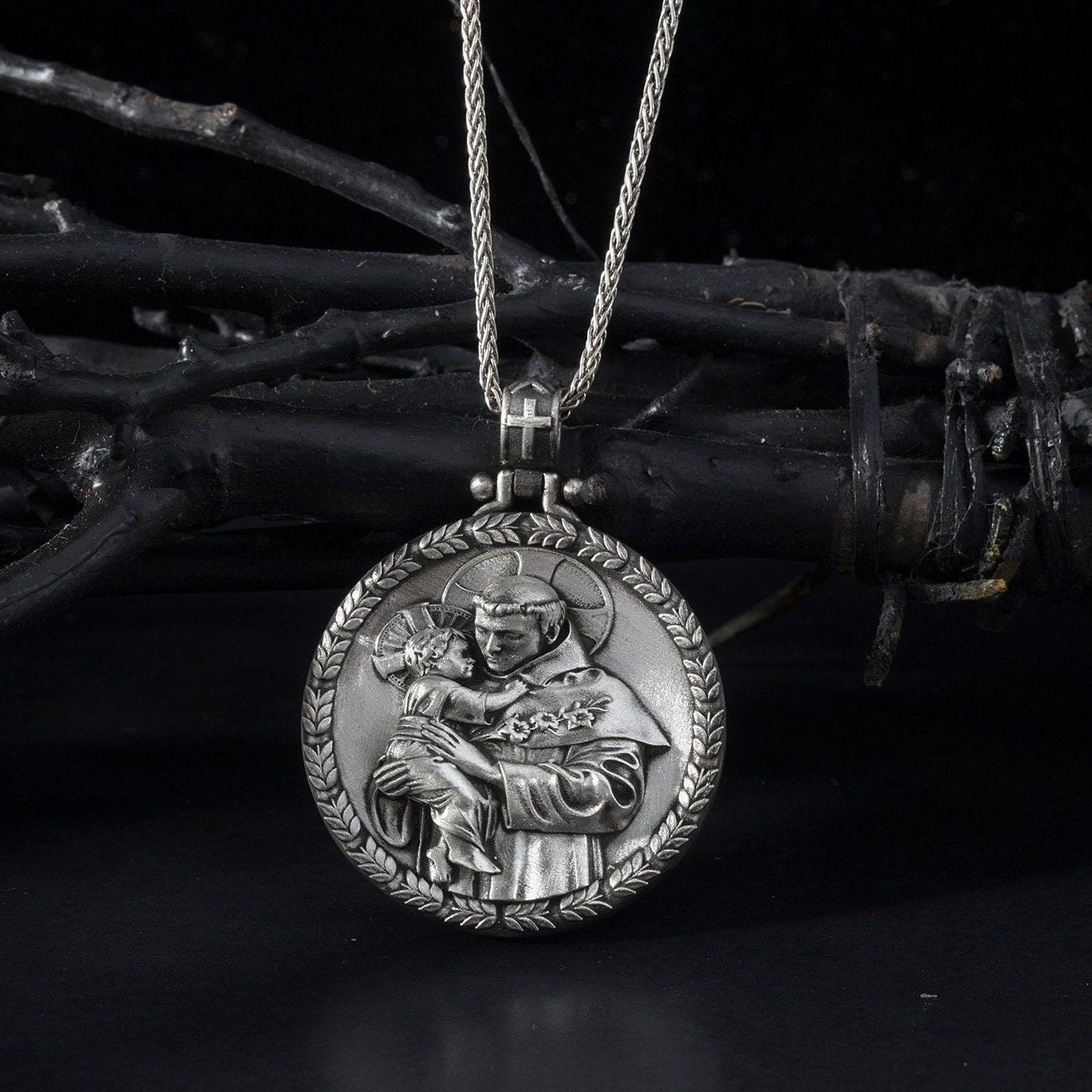 925 Silver Saint Anthony Pendant Saint Anthony Men Necklace - Etsy