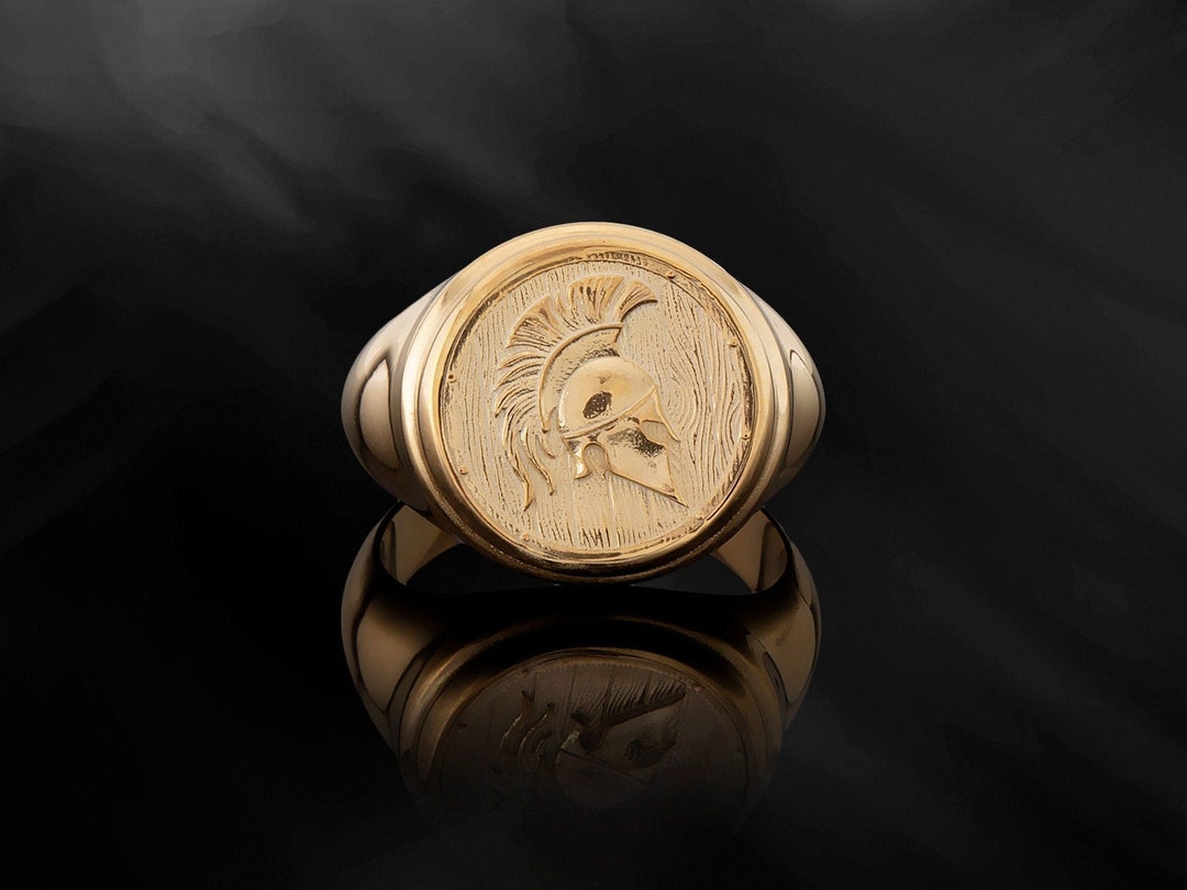14K Gold Spartan Helmet Rings, 10K Men's Warrior Leonidas Rings, Greek ...