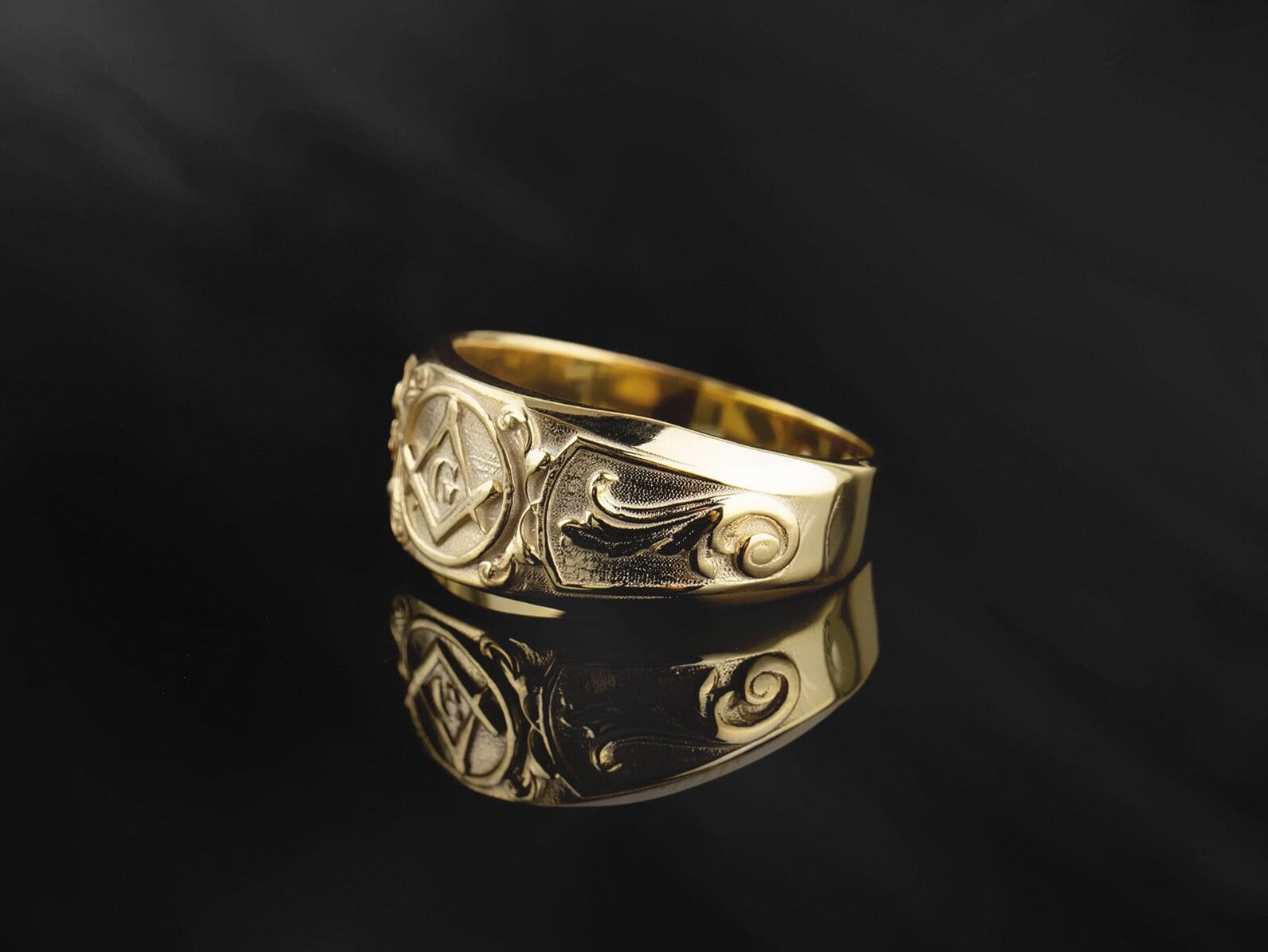 10K Master Mason Rings, 14K Gold Masonic Ring, Solid Gold Signet Masons ...