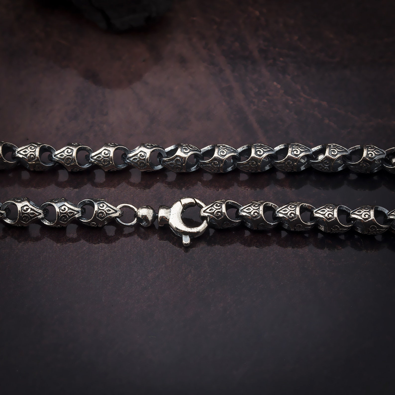 Byzantine Oxidized Sterling Silver Chain Necklace for Men - Etsy