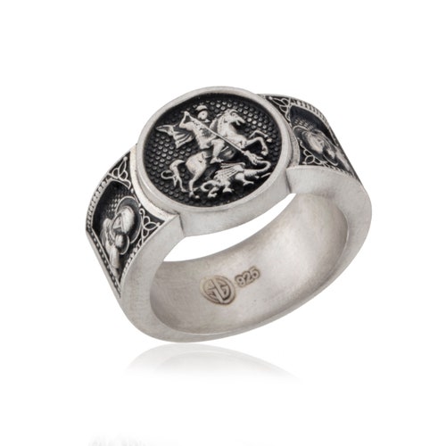 Archangel Saint Michael Silver Men Ring - Etsy