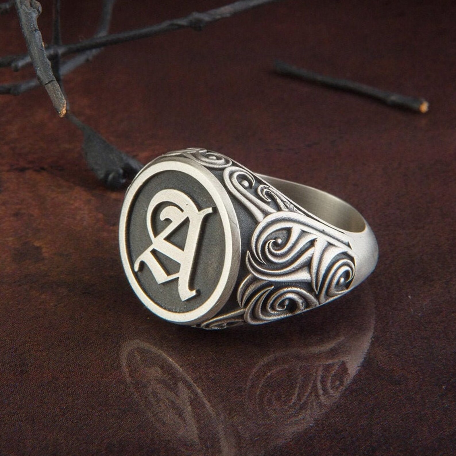 Initial Letter Men Rings Men's Wedding Ring Family | Etsy