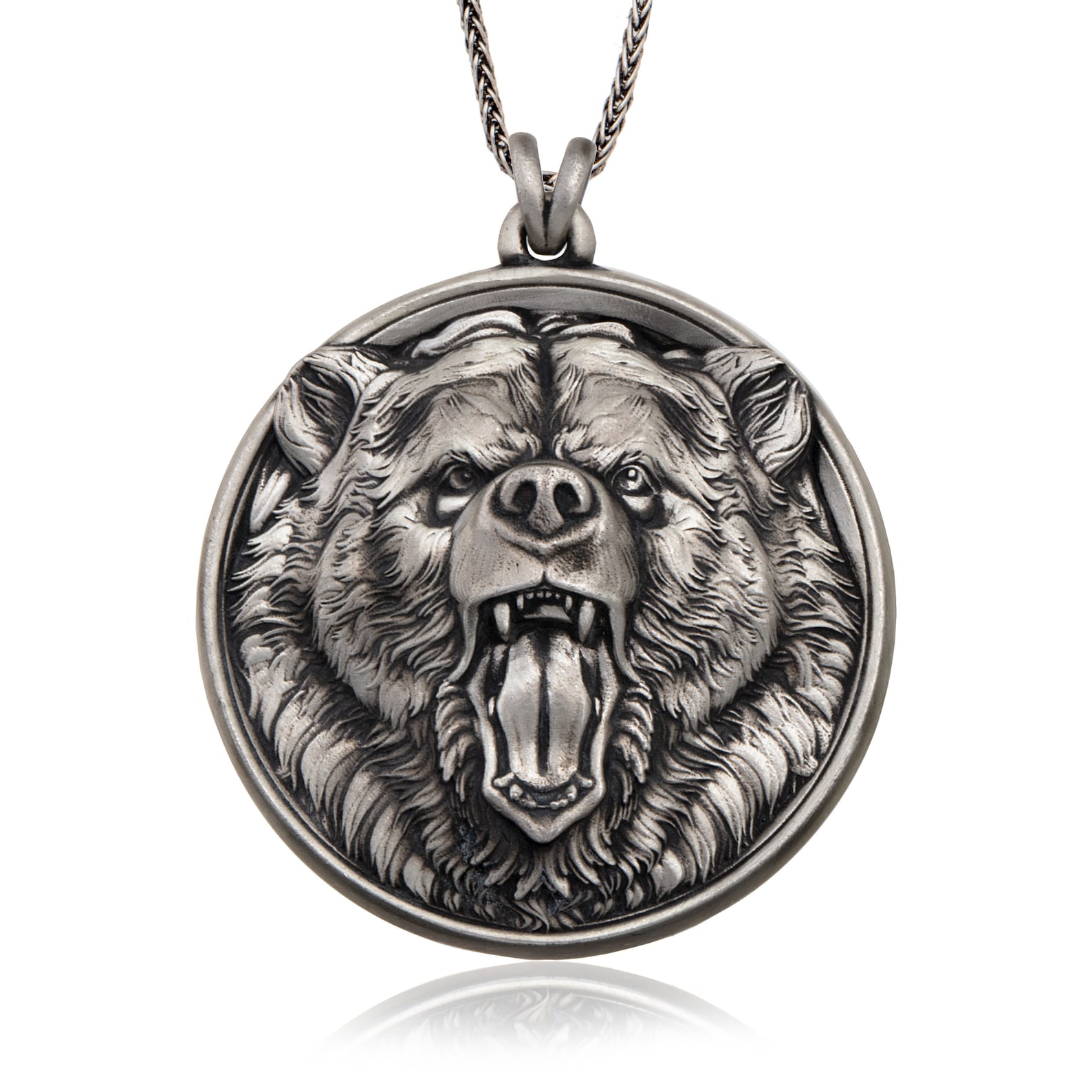 Sterling Silver Bear Pendant Animal Pendants Bear Medallion - Etsy