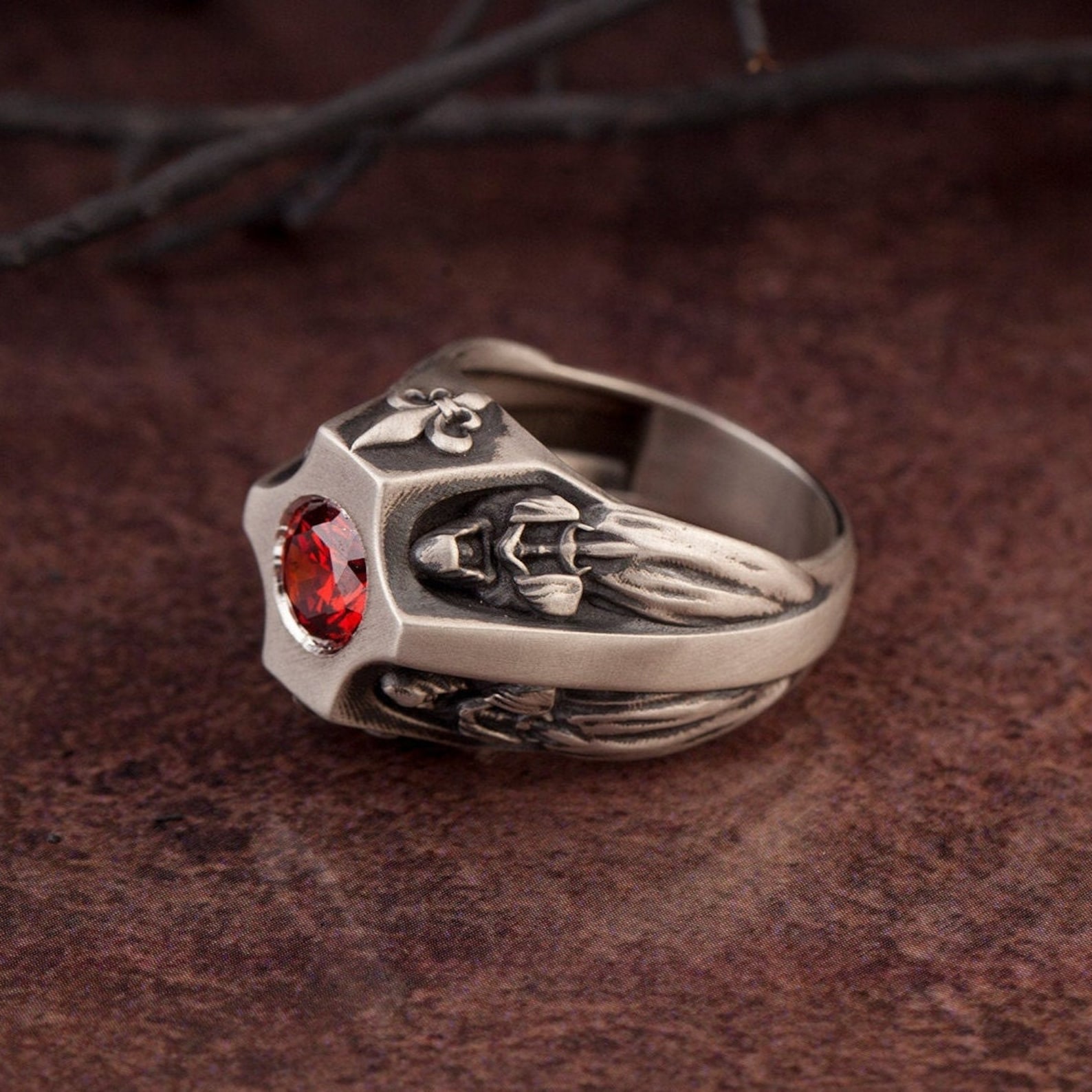 Templar Knight Silver Ring Signet Rings Christian Rings - Etsy