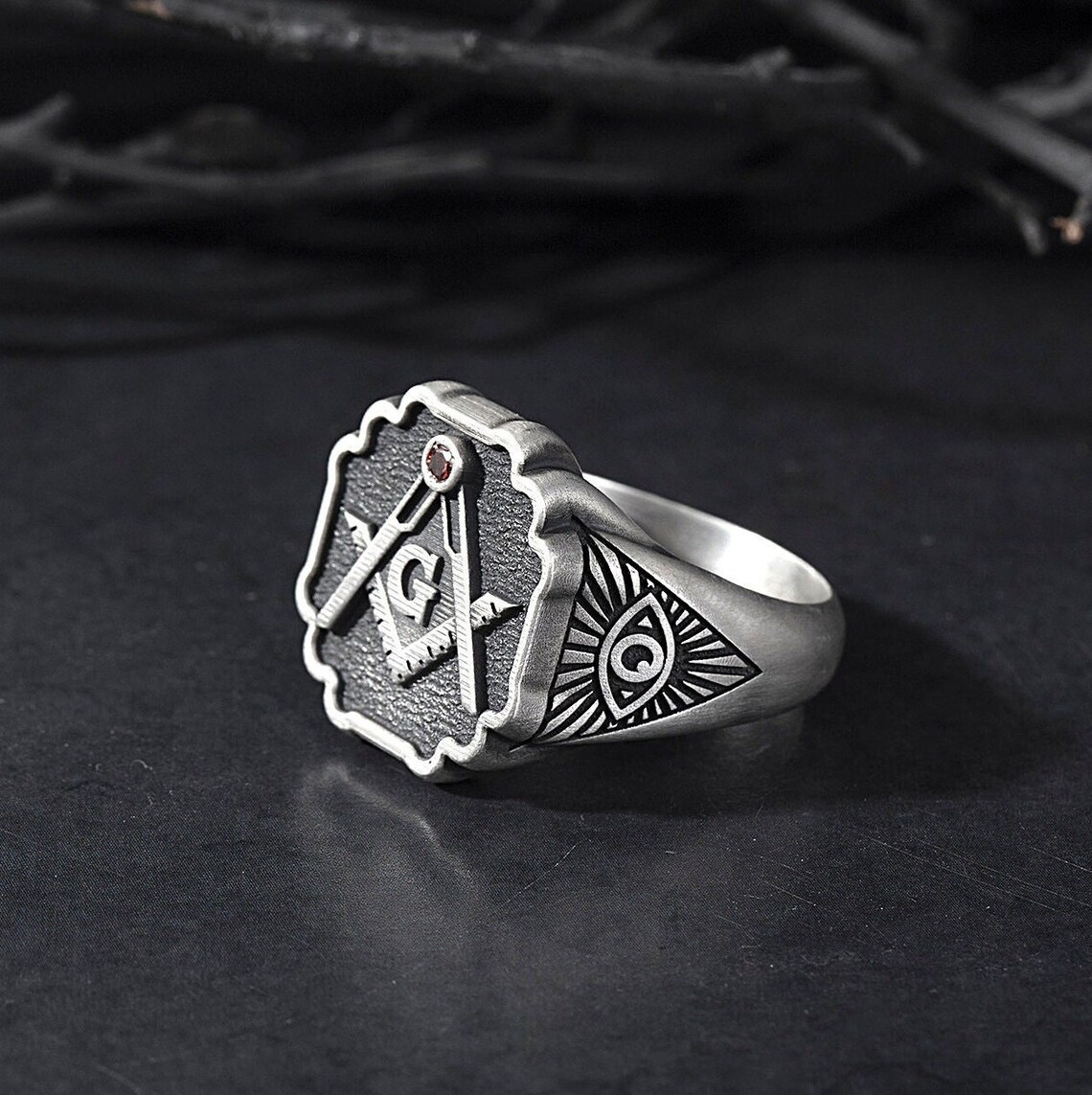 925 Solid Silver Masonic Rings, Gift for Men, Master Mason Custom ...
