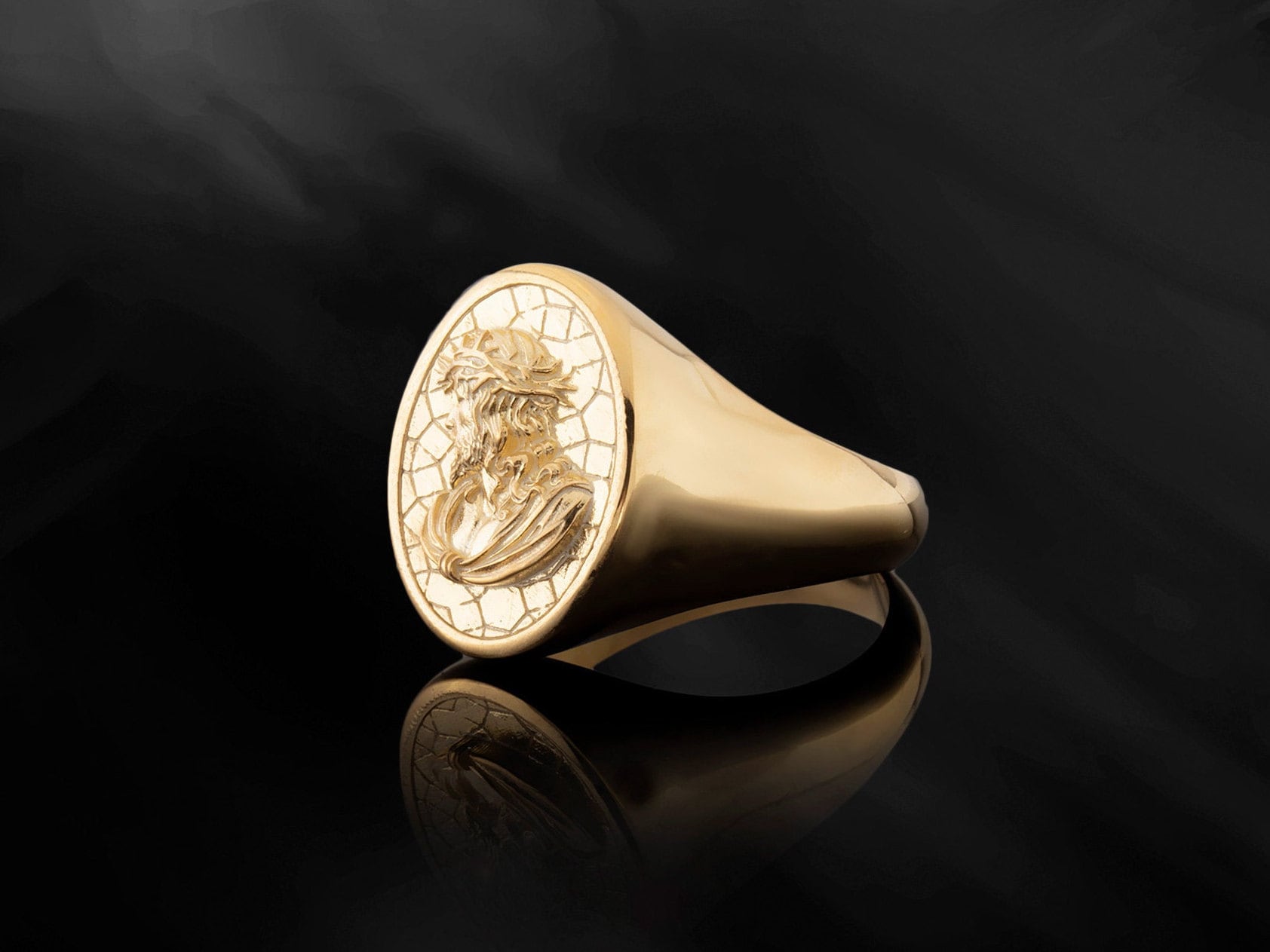 14K Solid Gold Jesus Statement Ring 10K Gold Jesus Head Ring - Etsy