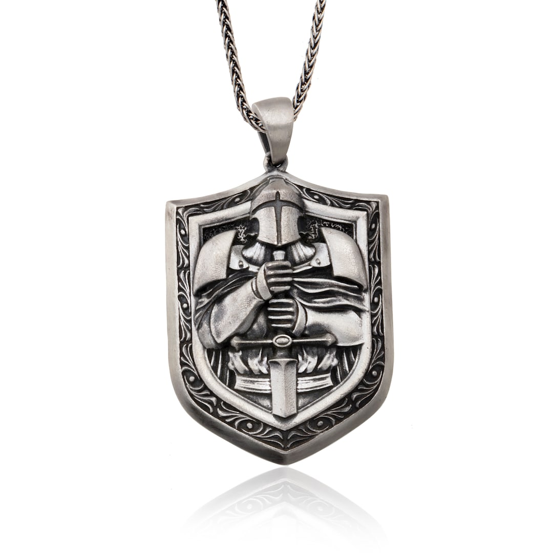 Crusader Pendant, Silver Templar Knight Necklace, Christian Medieval ...