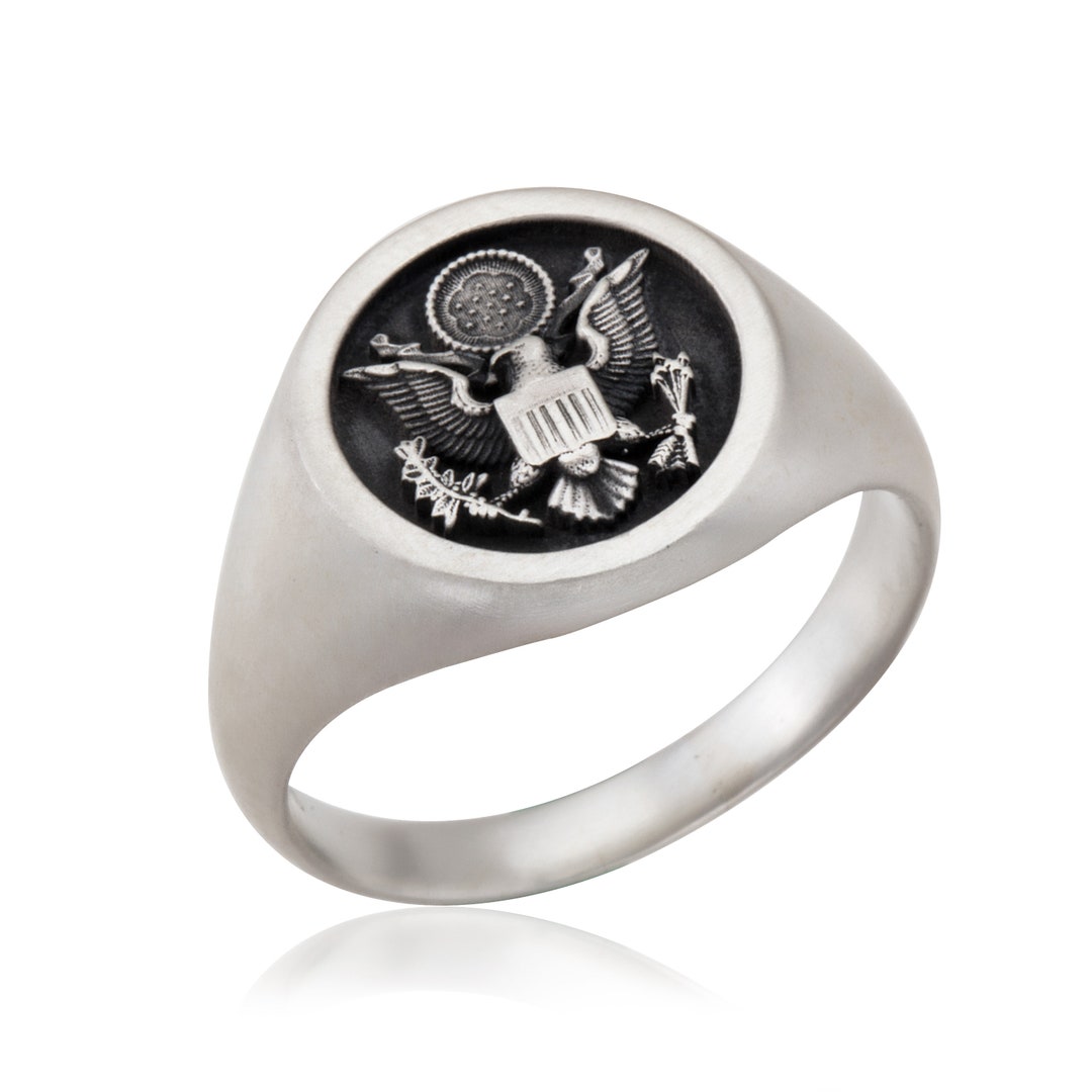 American Flag Ring, Silver Signet Man Rings, Ring for Patriots, Gift ...