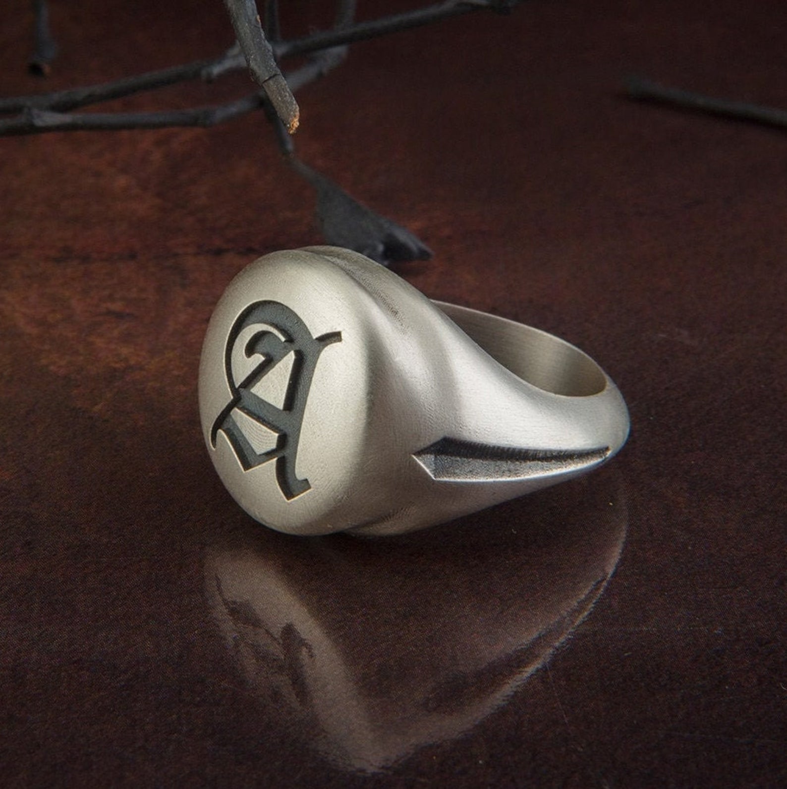 Solid Silver Signet Rings Men's Wedding Ring Statement | Etsy