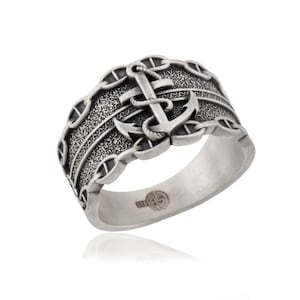 Mariner Ship Man's Anchor Rings, Sterling Silver Anchor Rings, Nautical ...