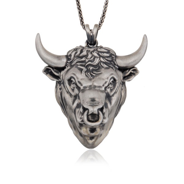 Silver Bull Pendant - Etsy