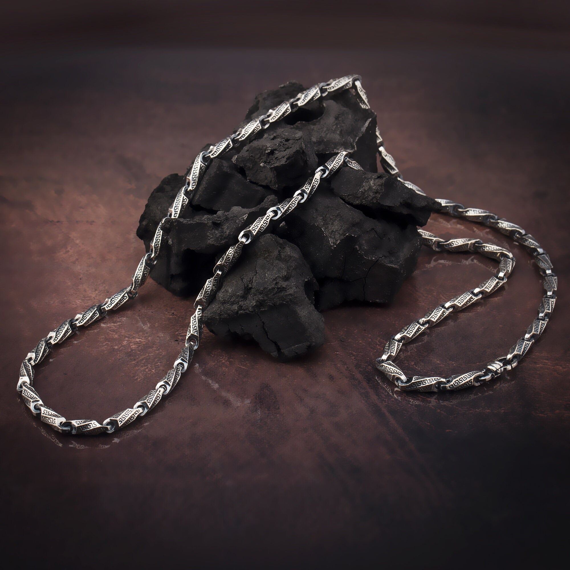 Silver Byzantine Chains Handmade Engraved Chain Necklace - Etsy